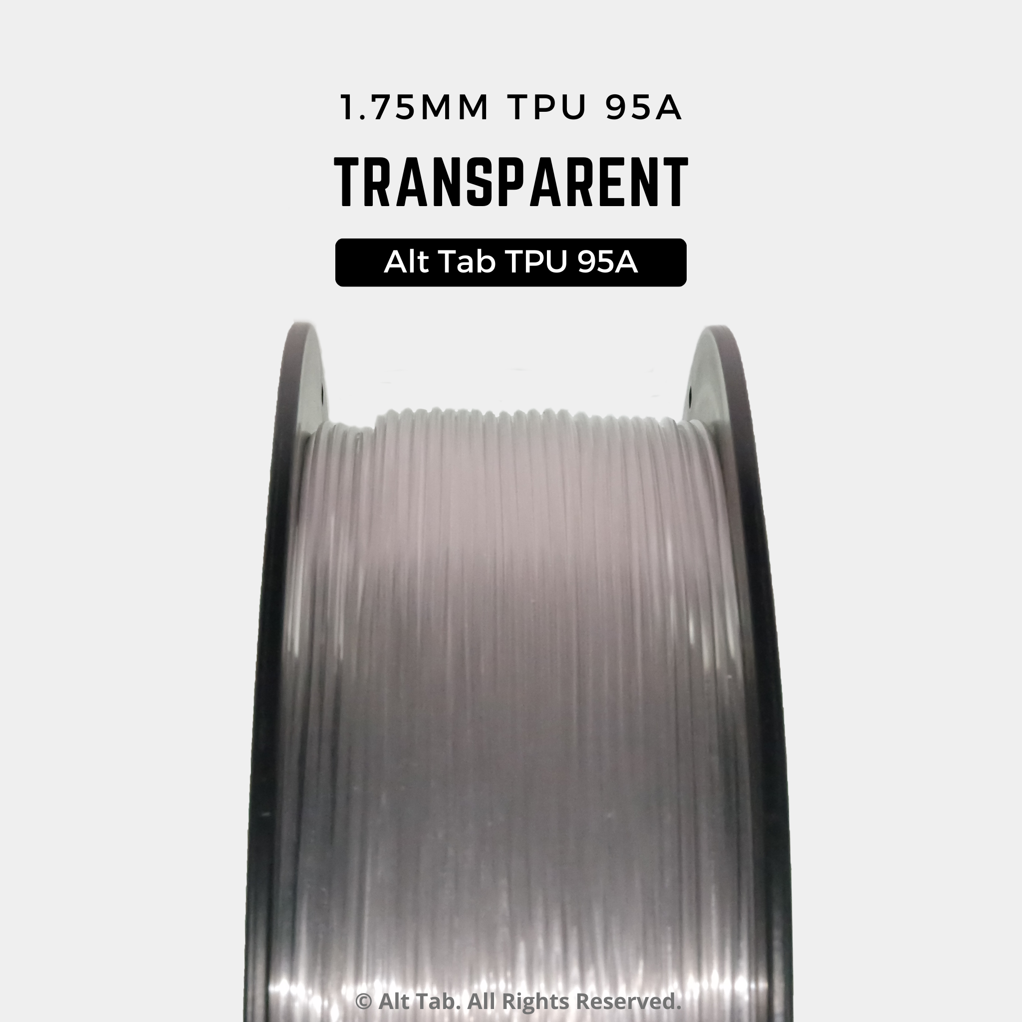 TPU 95A Basic – Transparent (1.75mm 1KG Filament) – ALT TAB Filaments
